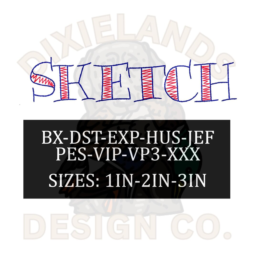 Sketch Monogram Embroidery Font Bundle: DST PES BX Formats (1-3IN ...