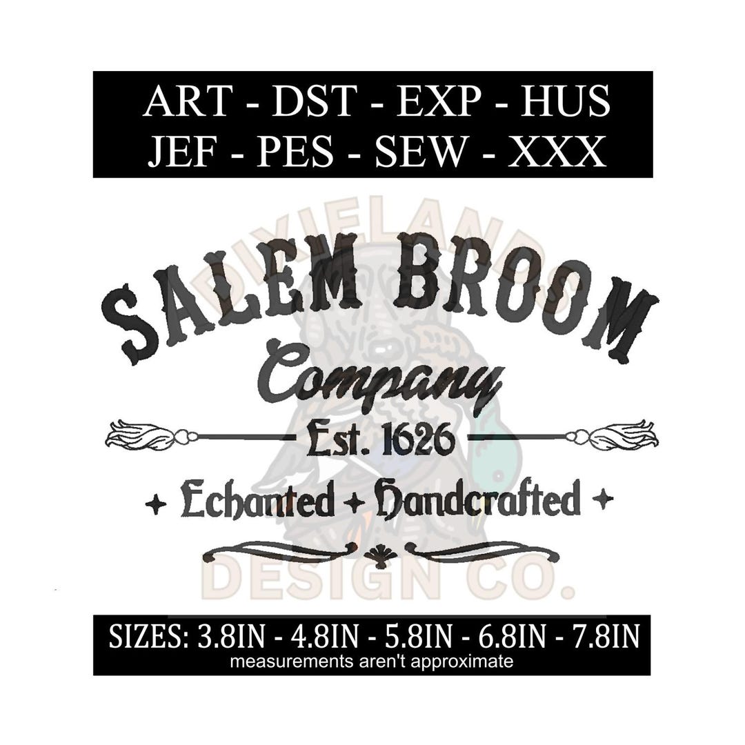 Salem Broom Embroidery Design: Witches Halloween Machine Embroidery ...