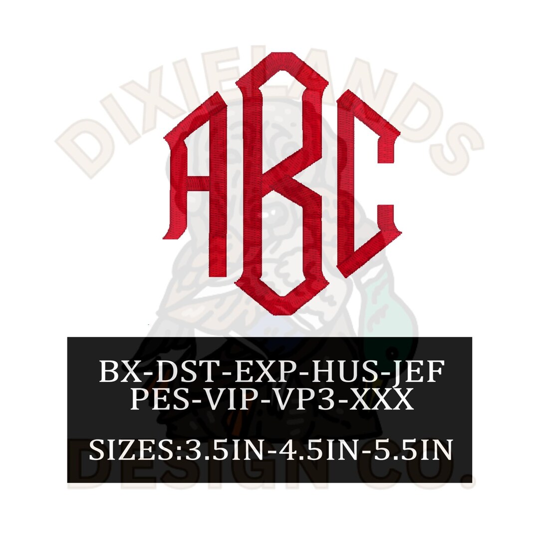 Diamond Monogram Embroidery Font: DST, PES, BX Formats (3.5-5.5IN) - Etsy