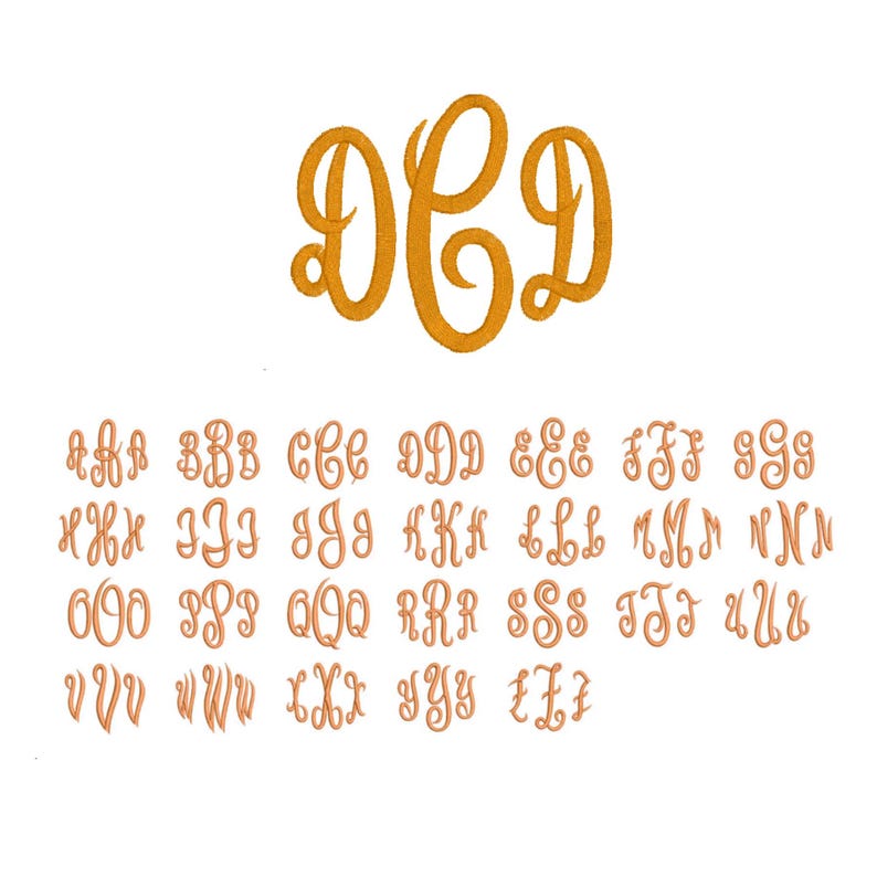 Custom Classic Monogram Embroidery Font: DST, PES (digital Download) - Etsy