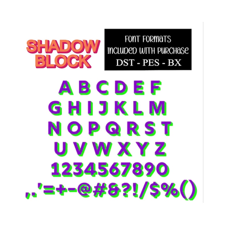Embroidery Shadow Block Monogram Font Bundle: BX, PES, DST Formats ...