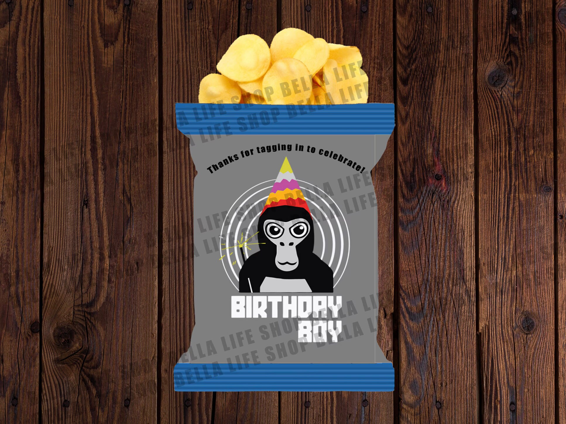 Video Game Birthday Snack Bag, Gorilla Tag Chip Bag, Gorilla Tag Chip ...