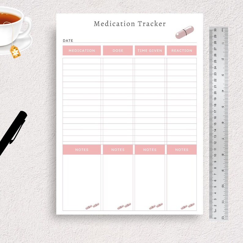 Medication Log Printable, Medication Tracker Template, Daily Medicine ...