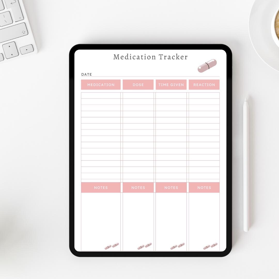 Medication Log Printable, Medication Tracker Template, Daily Medicine ...