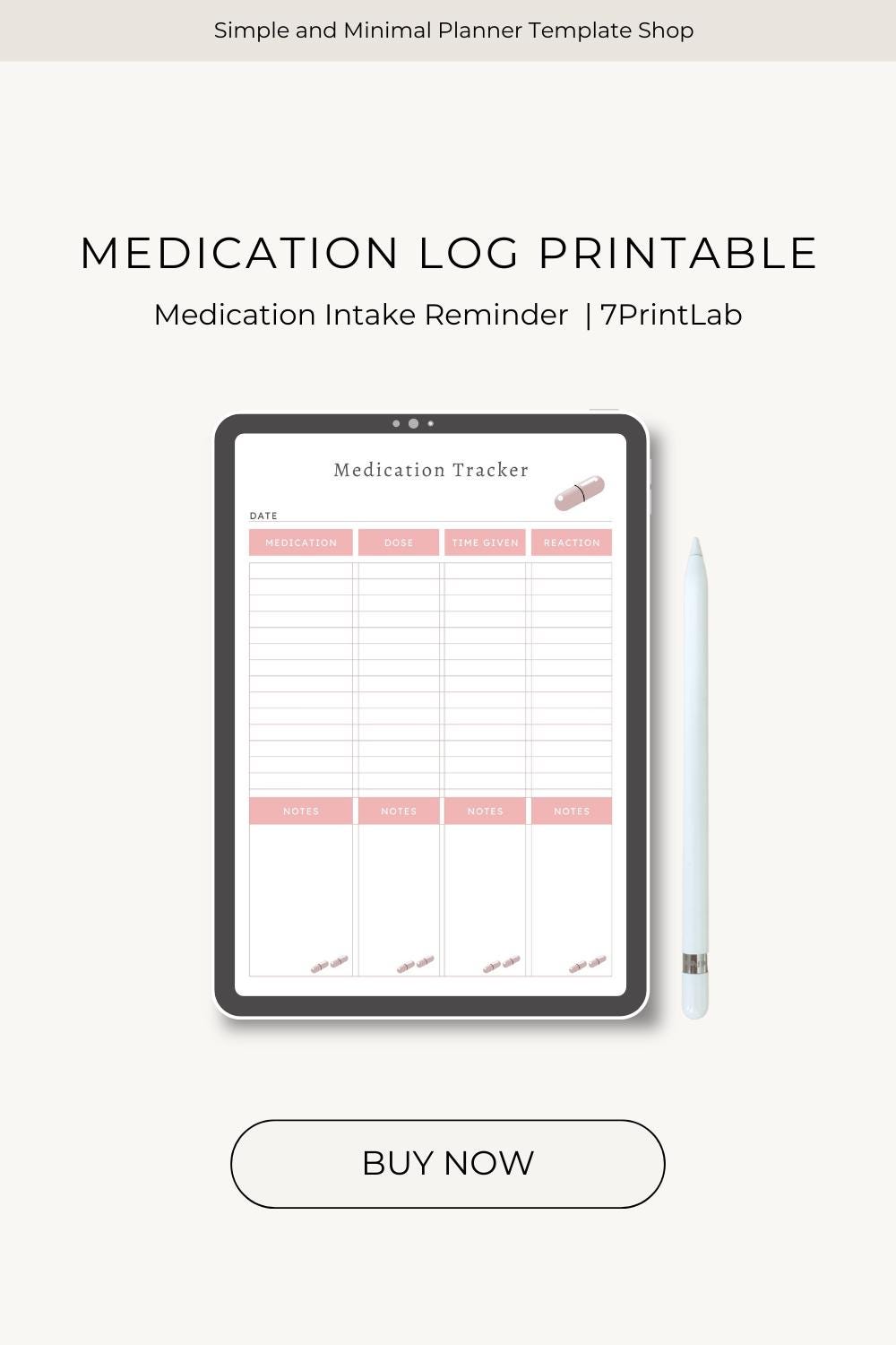 Medication Log Printable, Medication Tracker Template, Daily Medicine ...