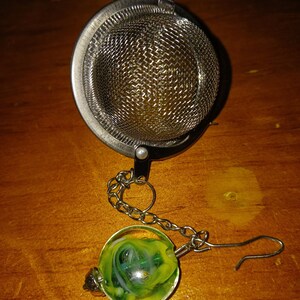 2" Mesh Stainless Tea Ball Infuser With Large Green Glass Bead - Etsy