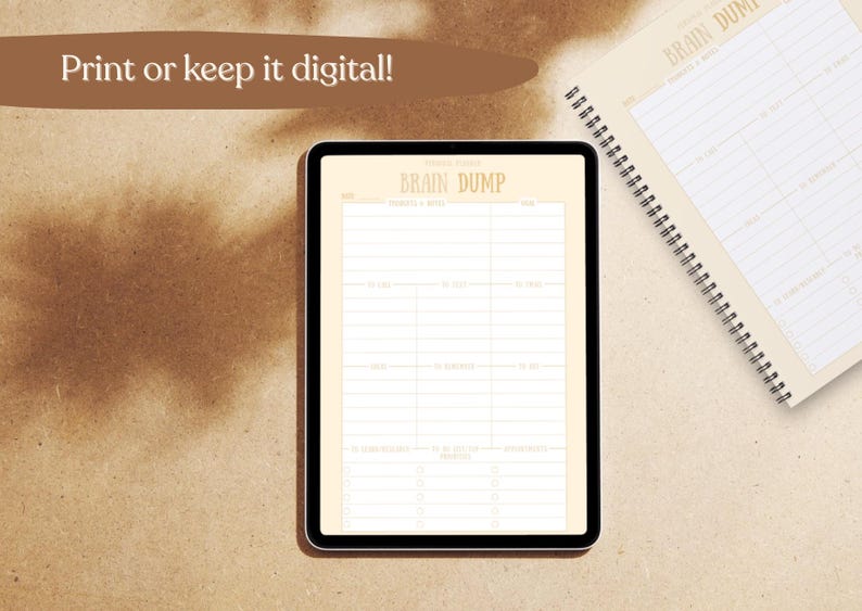 Editable ADHD Brain Dump Printable: Daily Planner, Canva Template (US ...