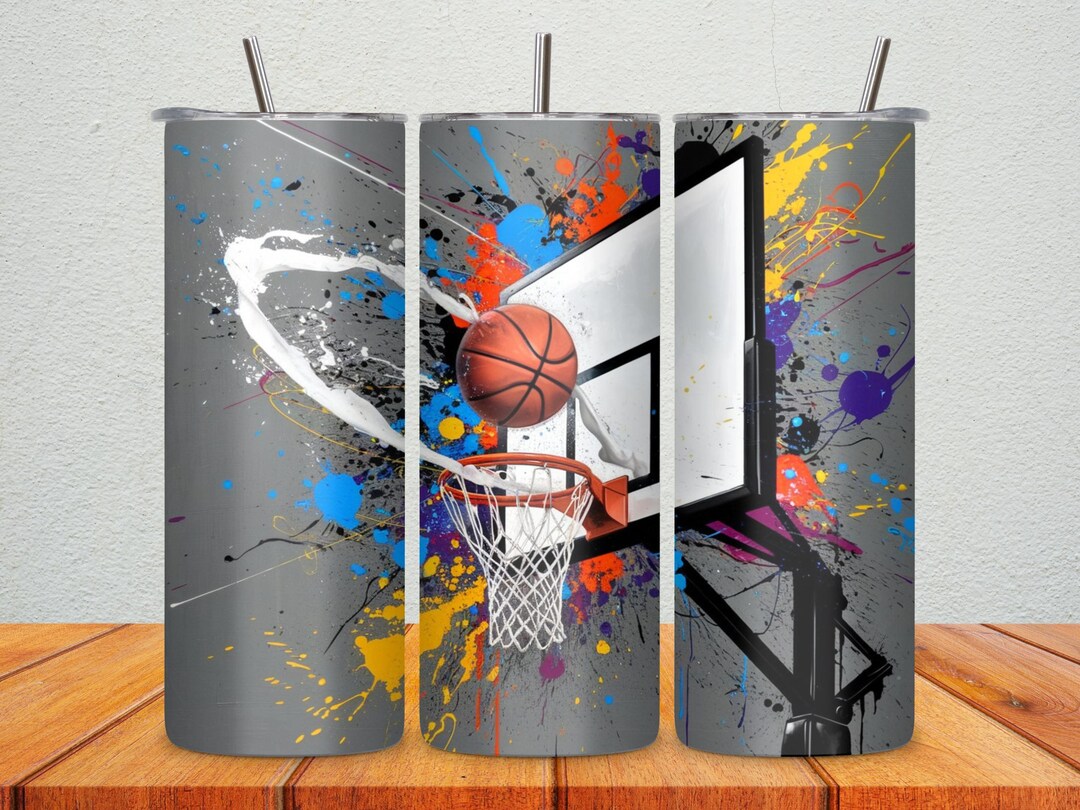 Basketball Splatter Art Tumbler – Sports Lover Gift,20oz Stainless ...