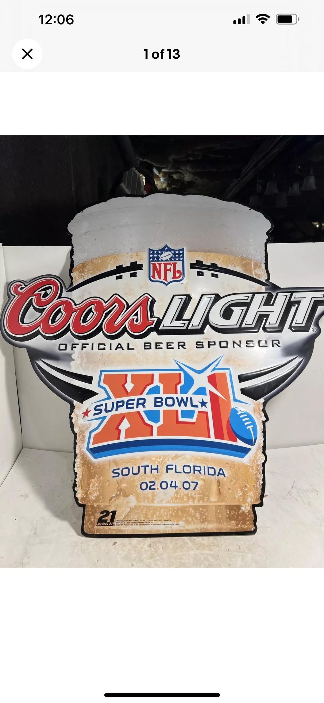 Coors Light Super Bowl Metal Tin Sign Rare and Very Good Condition - Etsy