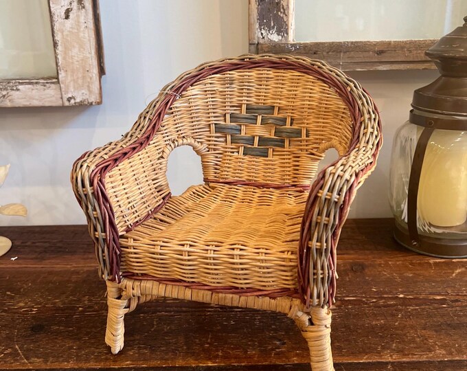 Vintage Wicker Doll Chair Boho Cottage Style 11” Tall 10” W - Etsy