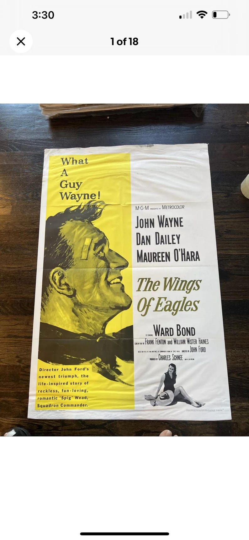 Vintage Rare John Wayne Poster Insert Wings of Eagles Vintage Movie ...