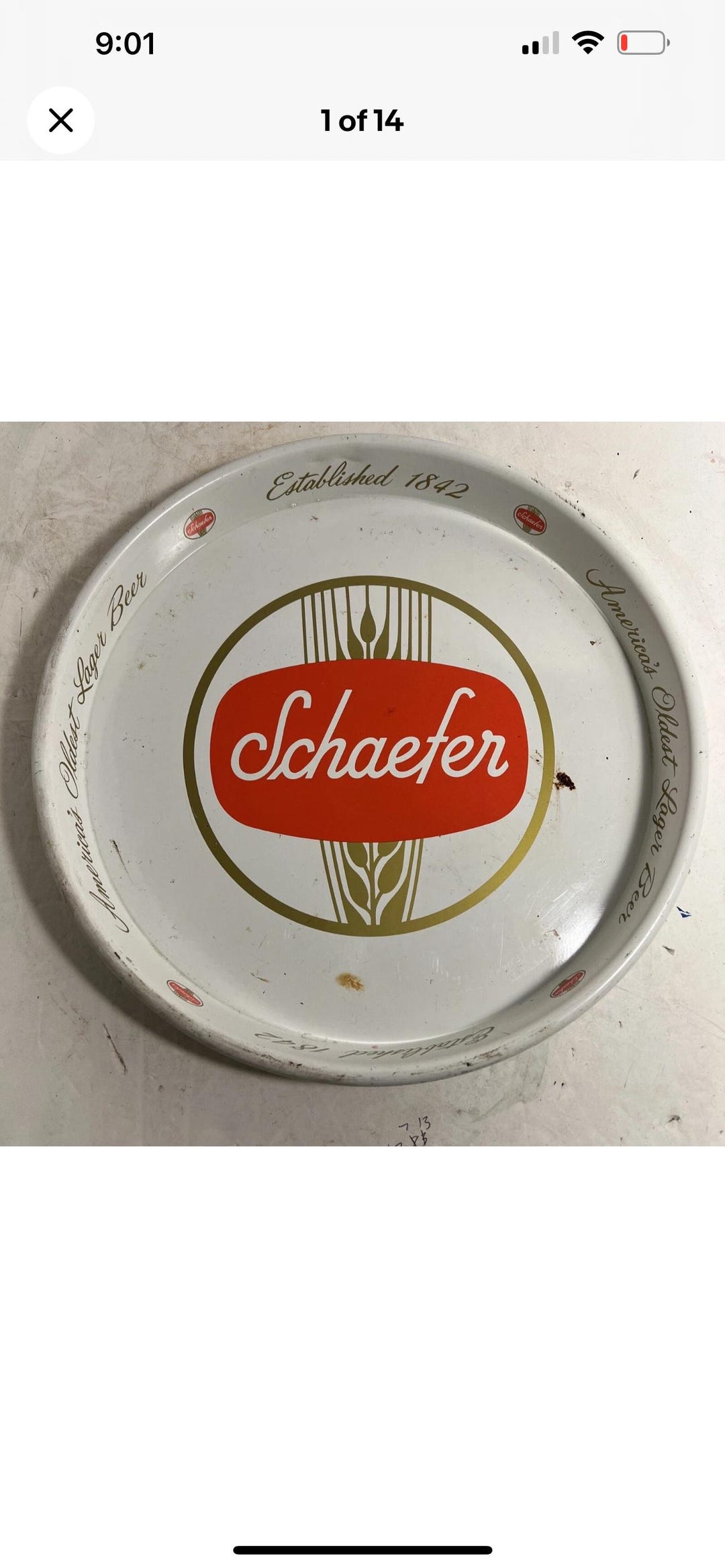 Vintage SCHAEFER Metal Serving Beer Tray 12" Sign Barware Bar Decor - Etsy