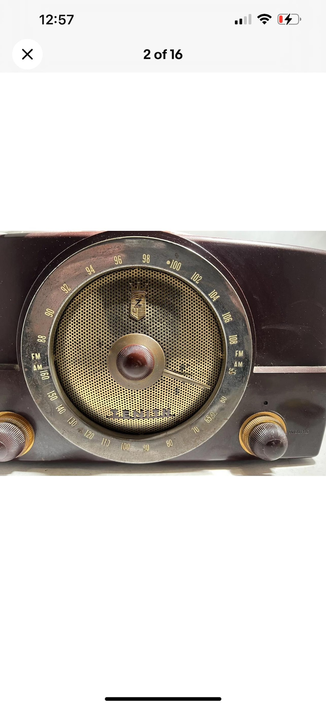 Vintage 1956 Zenith Bakelite Am/fm Radio S-23168 Tube Radio Model 1852 ...