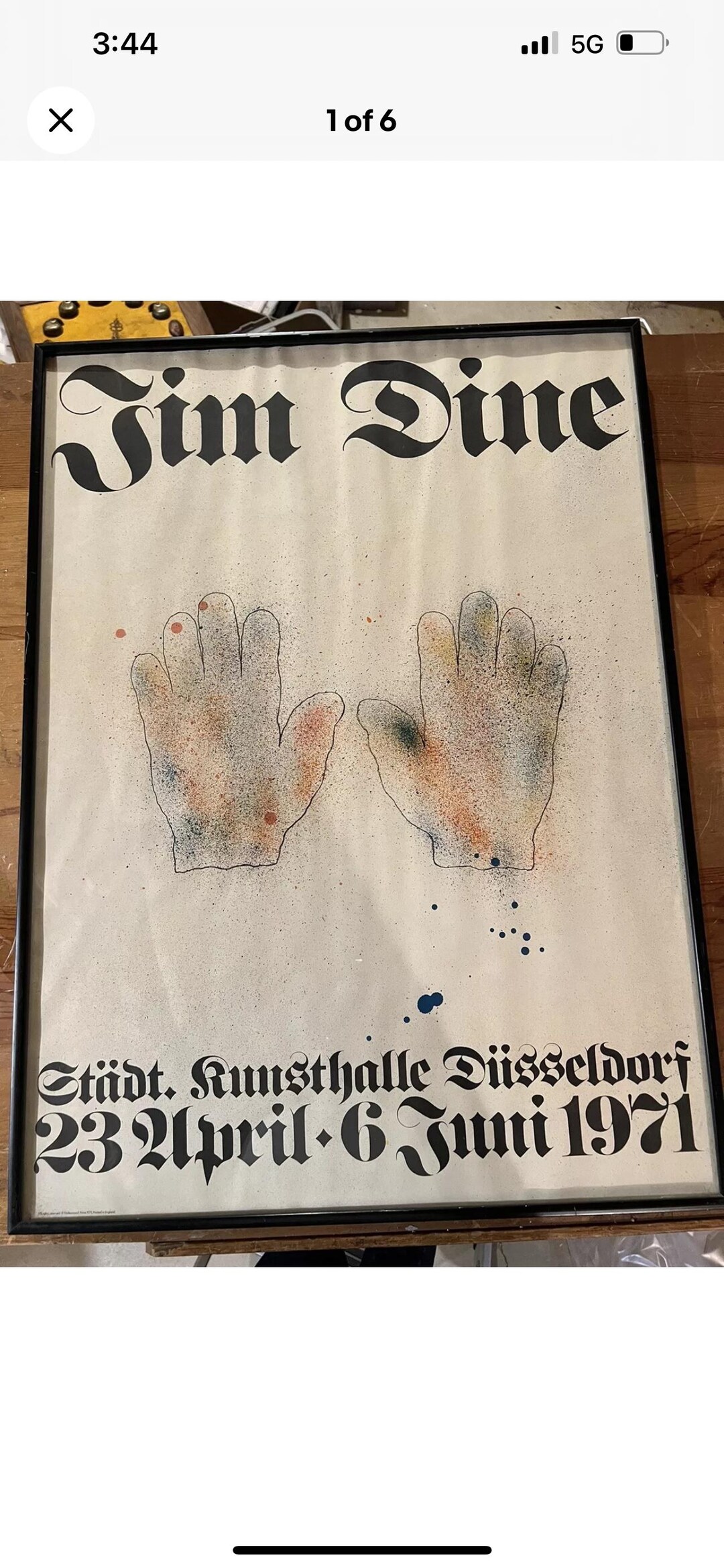 Original Jim Dine,hands Lithograph Poster Stadt Kunsthalle Dusseldorf ...