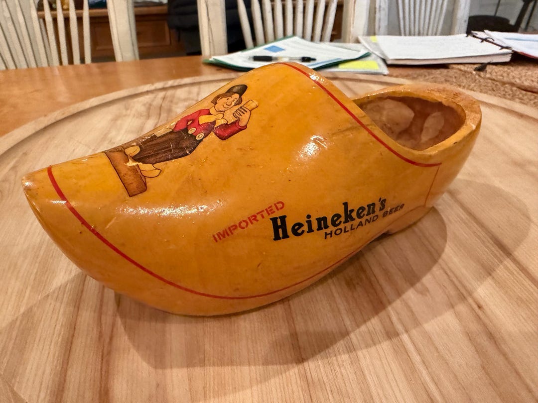 Heineken Holland Beer Vintage Hand Made Wooden Shoe Holland Left Dutch ...