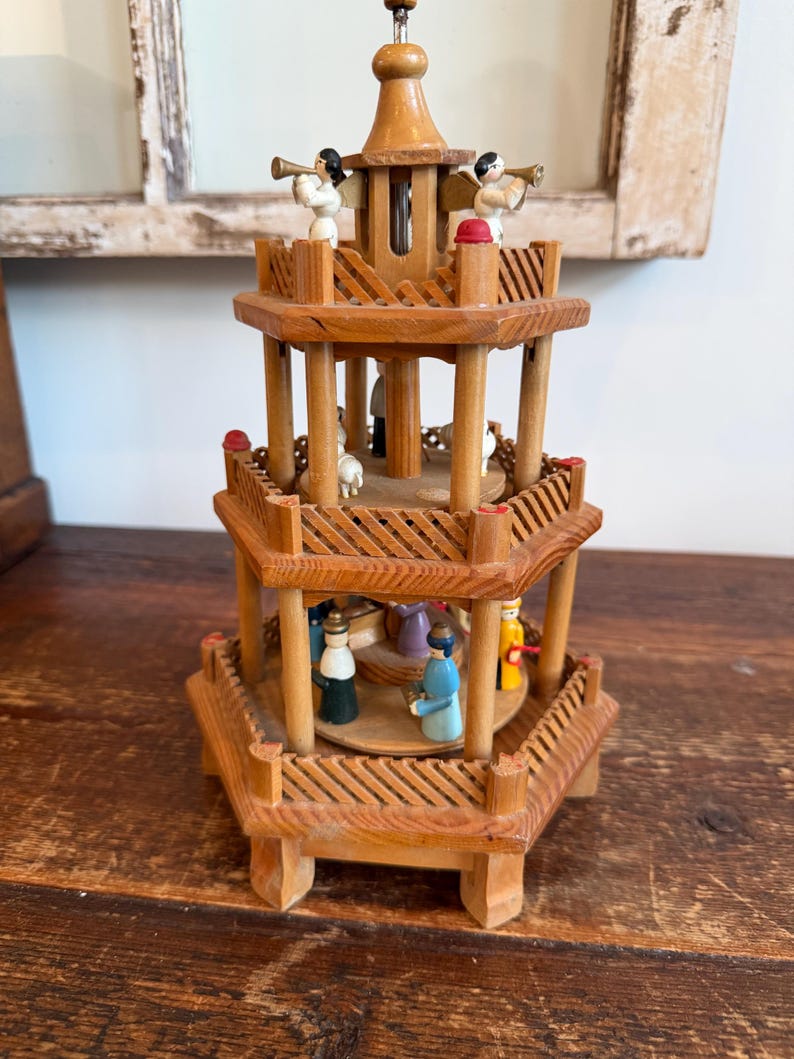 Vintage Lillian Vernon Wooden Christmas Nativity Pyramid Carousel. 14 ...
