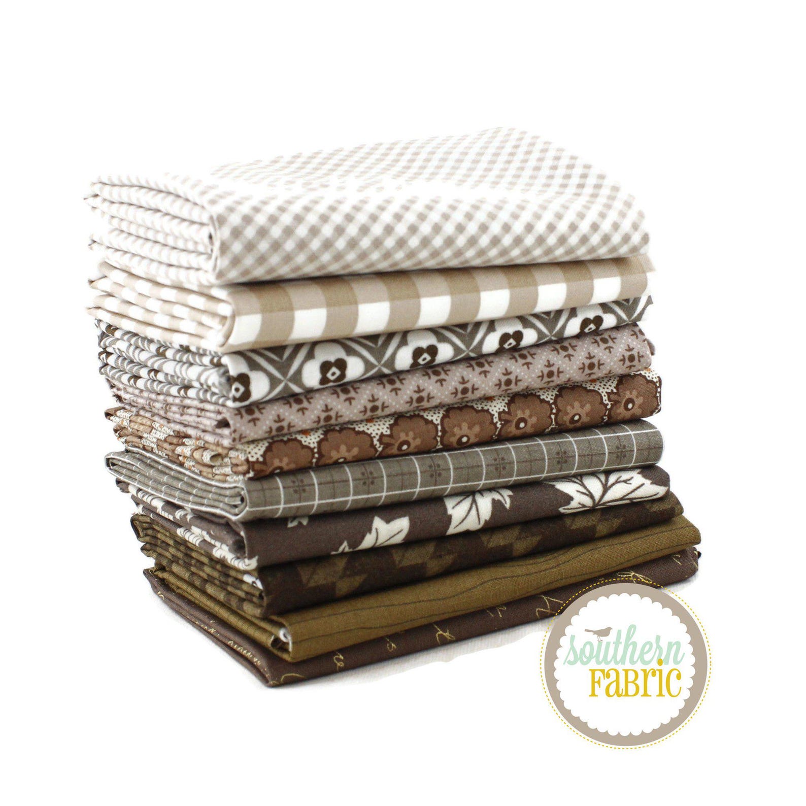 Brown - Fat Quarter Bundle (10 Pcs) by Mixed Designers for Southern ...