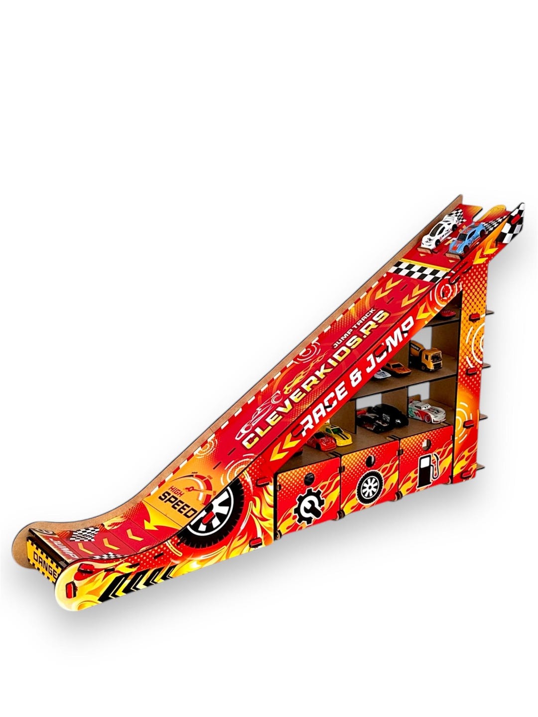 Jump Ramp Toys and Games Toy Car Garage Montessori 3+ Years Kids Wooden ...