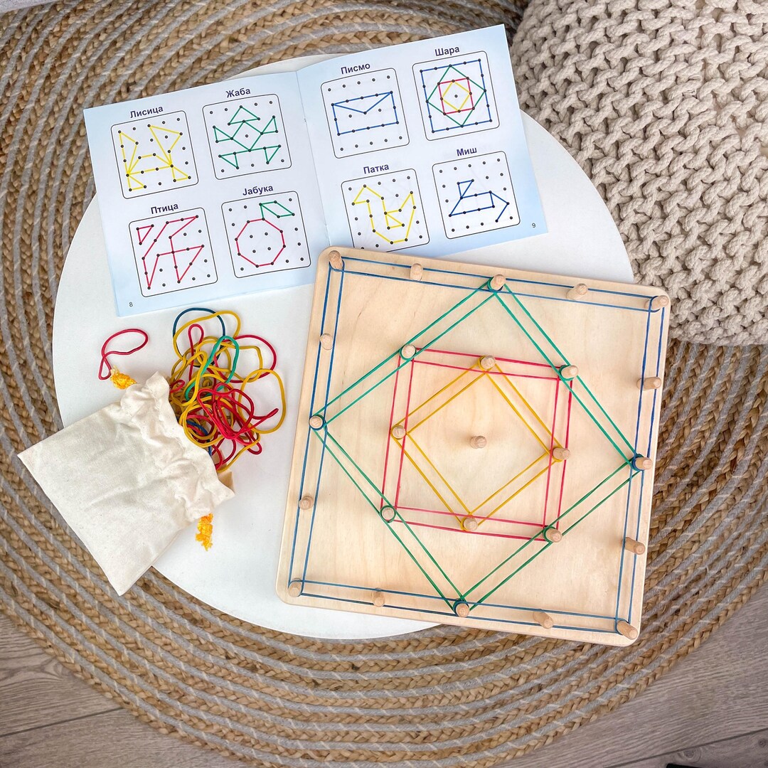 Wooden Geoboard Rubber Band Board Kids Wooden Toys Only 3+ Years Old ...
