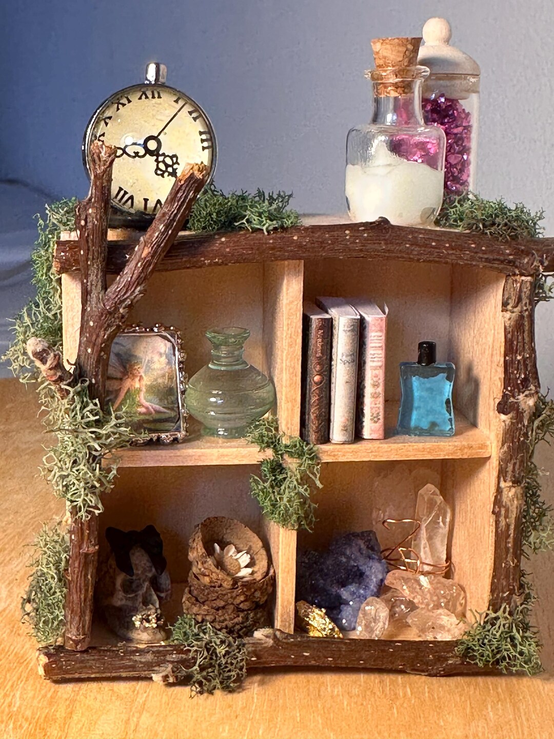 Miniature Fairy Bookshelf, Dollhouse Glow in the Dark Potion Shelf With ...