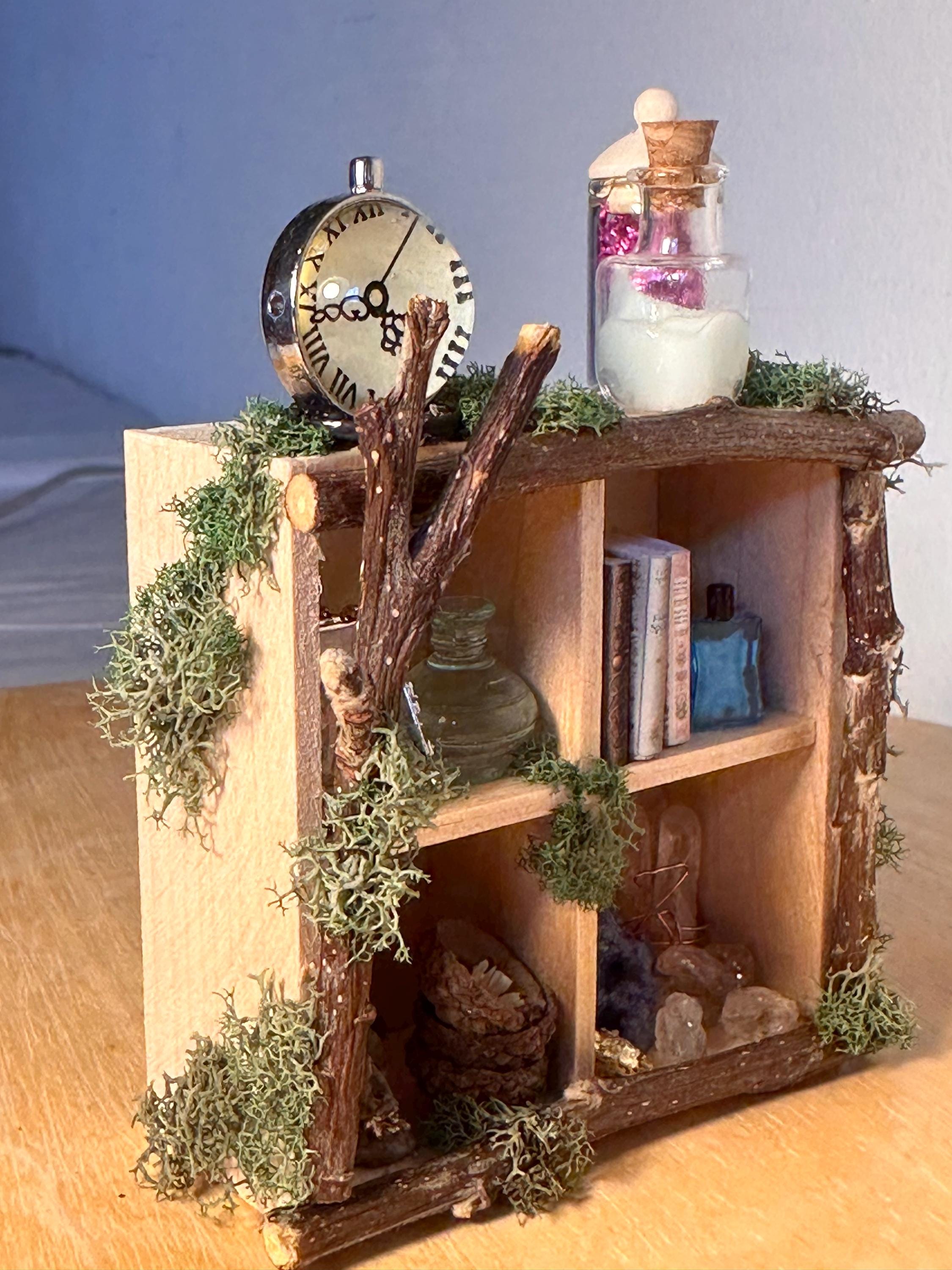 Miniature Fairy Bookshelf, Dollhouse Glow in the Dark Potion Shelf With ...