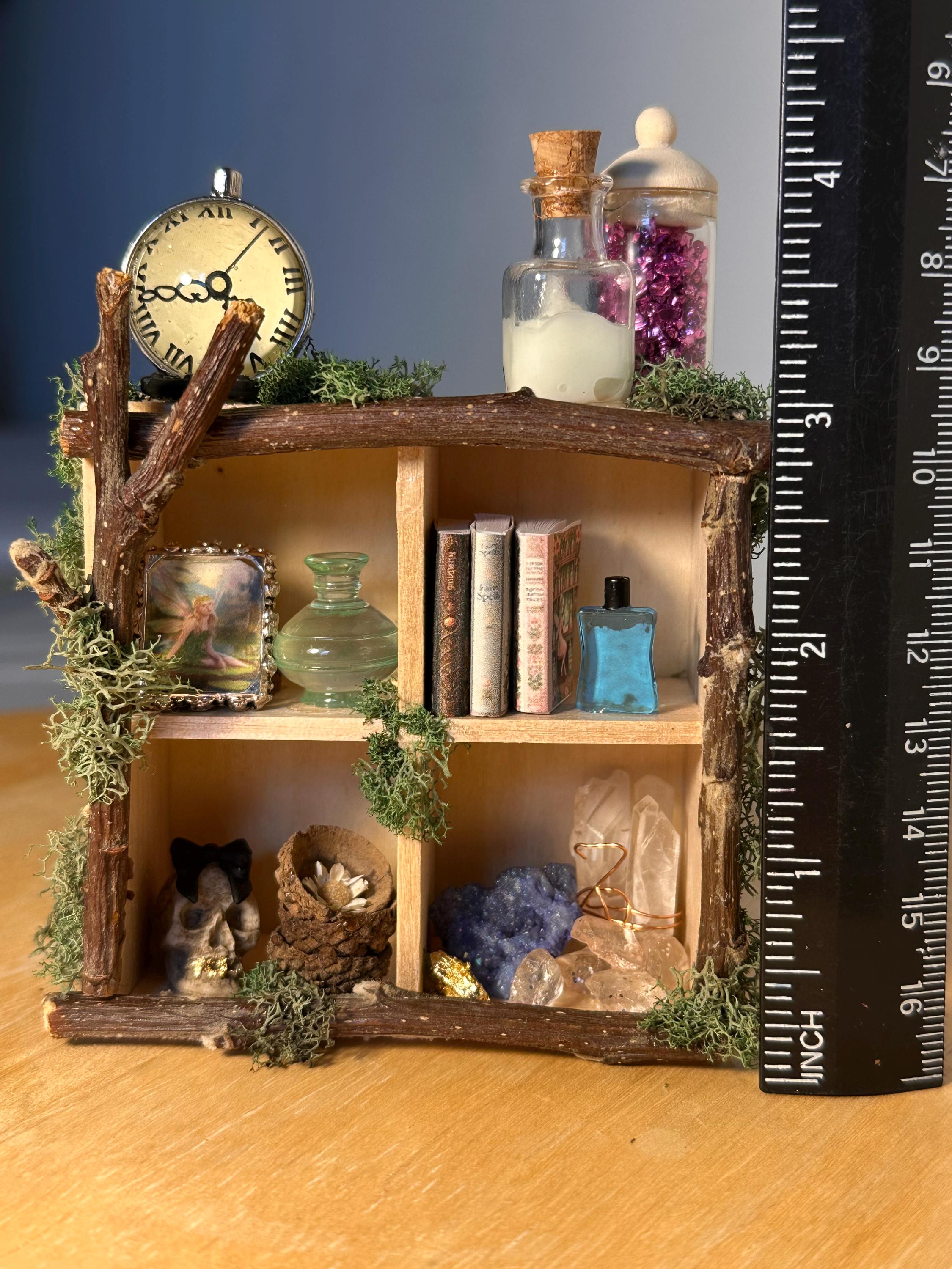 Miniature Fairy Bookshelf, Dollhouse Glow in the Dark Potion Shelf With ...