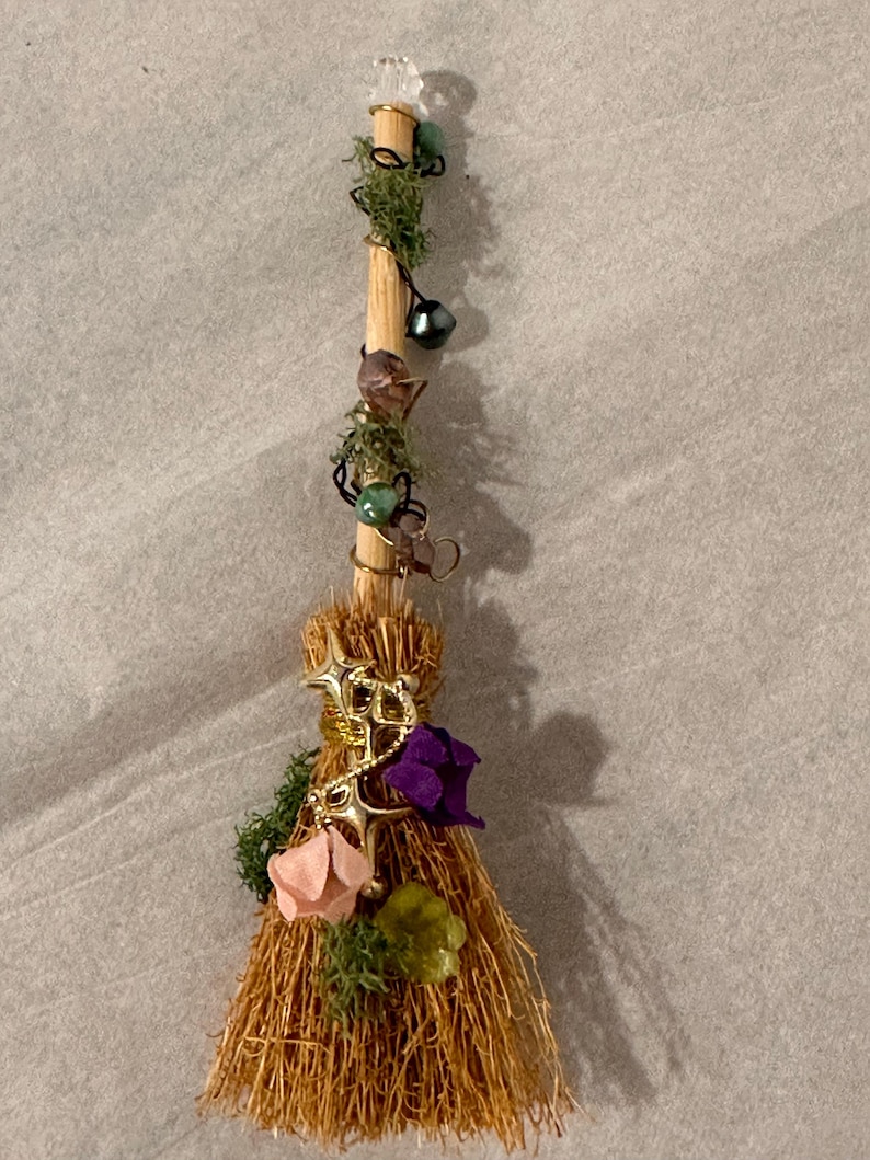 Miniature Enchanted Broom, Fairy Garden Decor, Witchy Mini Broom With ...