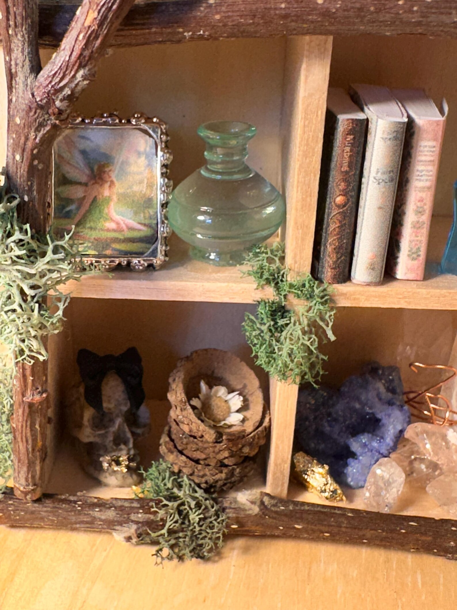 Miniature Fairy Bookshelf, Dollhouse Glow in the Dark Potion Shelf With ...