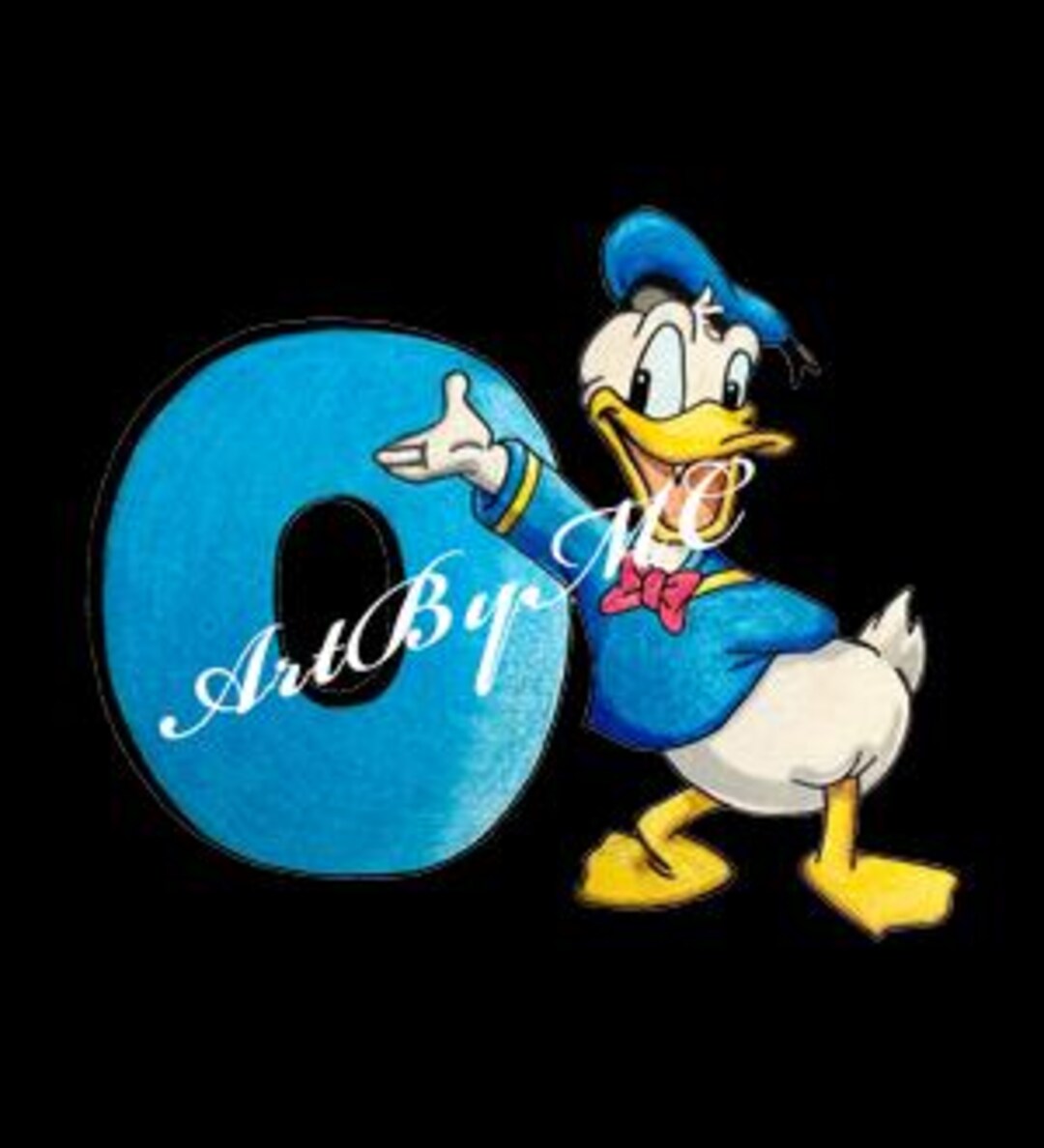 Hand Drawn and Colored Disney Donald Duck Character Alphabet Letter O ...