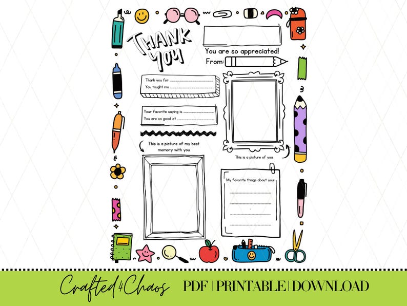 Teacher Thank You Coloring Page Printable PDF | Teacher Appreciation ...