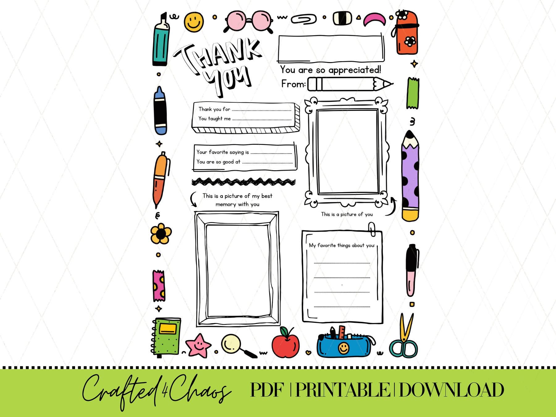 Teacher Thank You Coloring Page Printable PDF | Teacher Appreciation ...