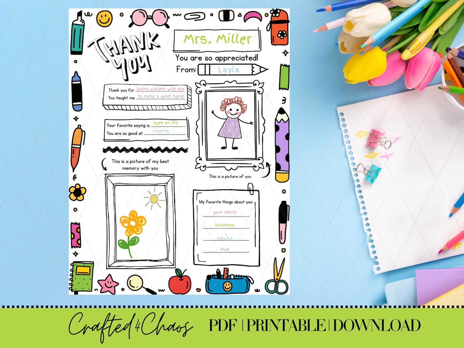 Teacher Thank You Coloring Page Printable PDF | Teacher Appreciation ...