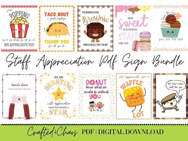 Staff Appreciation Sign Bundle, Teacher Appreciation, Team Employee ...