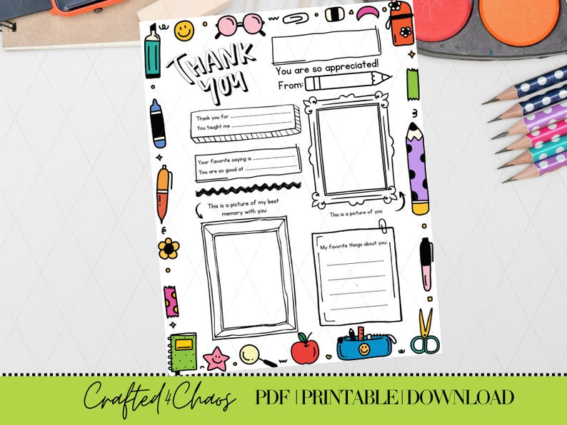 Teacher Thank You Coloring Page Printable PDF | Teacher Appreciation ...