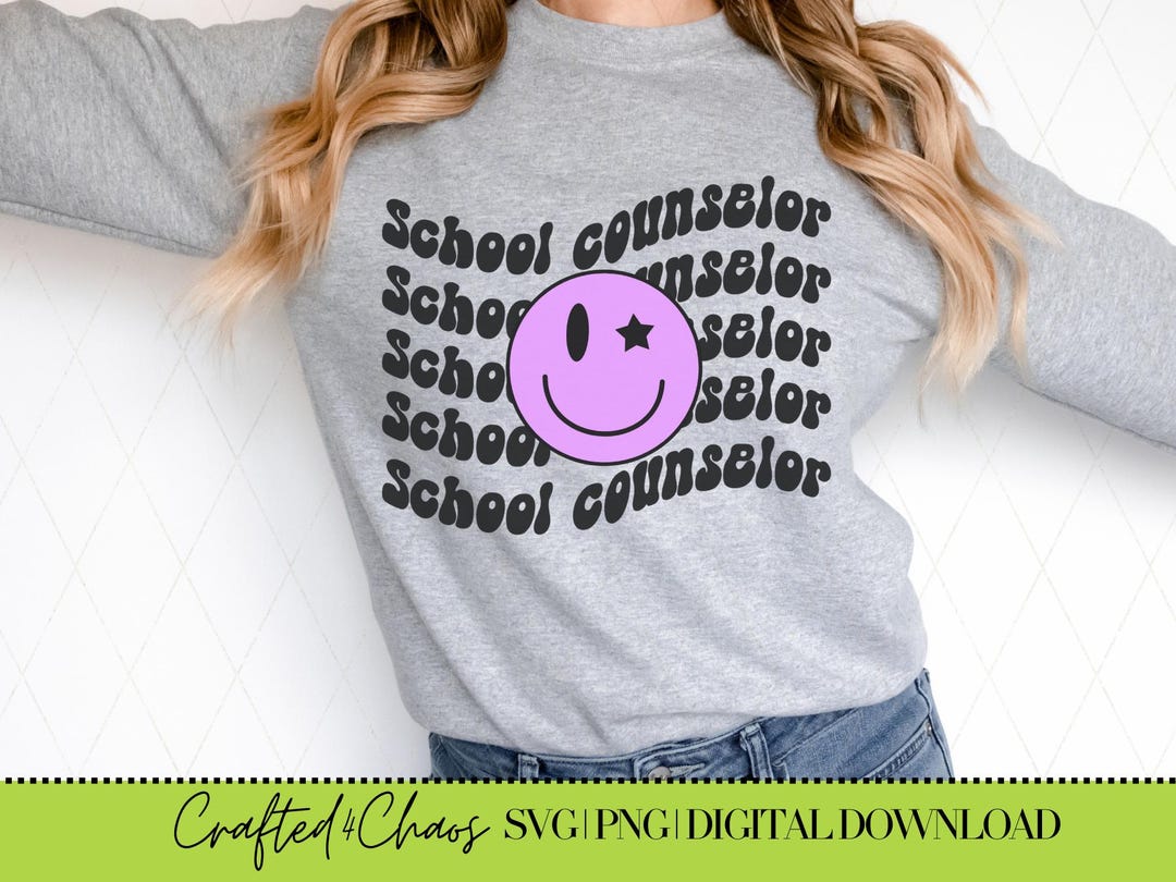 School Counselor SVG PNG, Counselor Smiley PNG, Retro Back to School ...