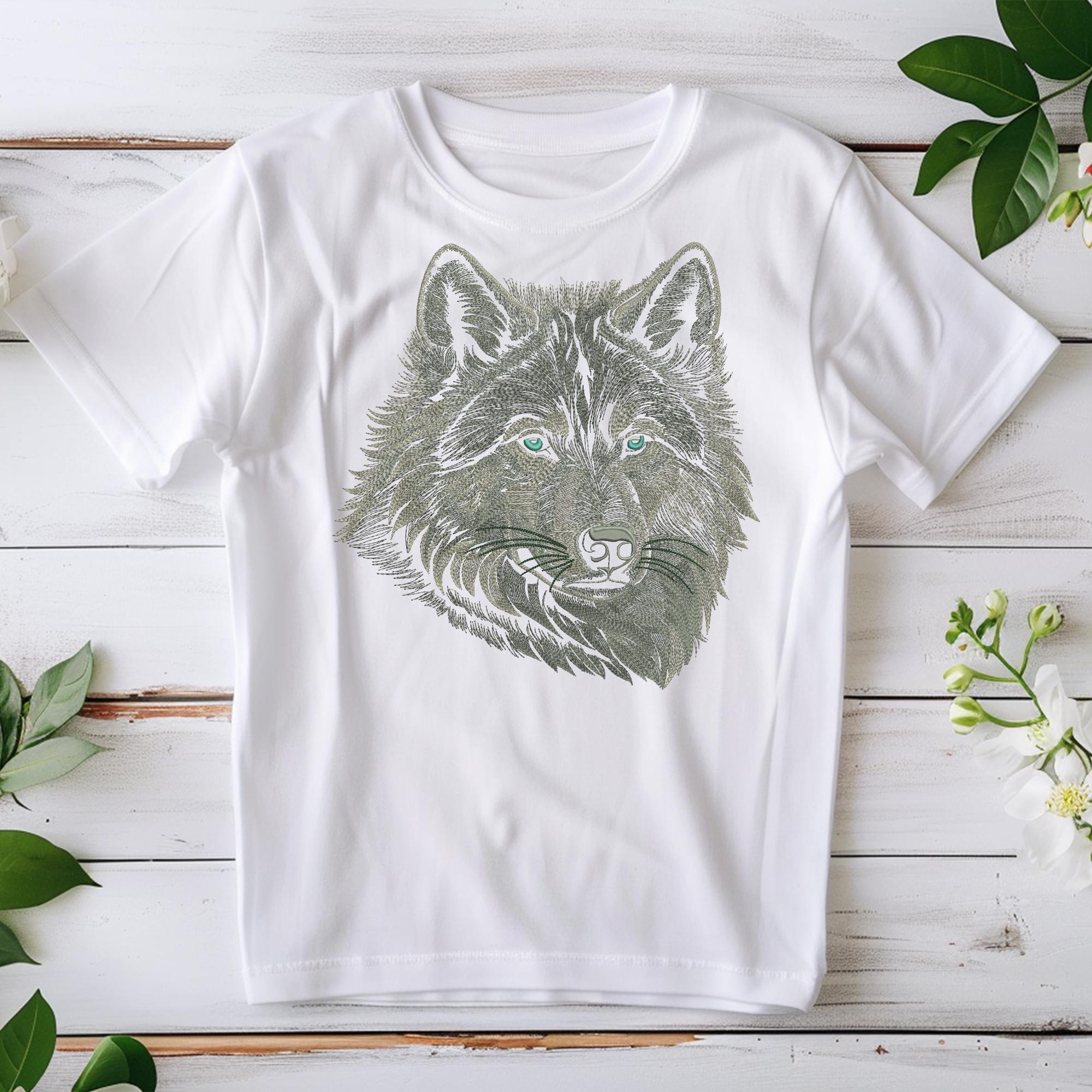 Wolf Embroidery Design, Mystic Wolf Head Embroidery, White Wolf Face ...