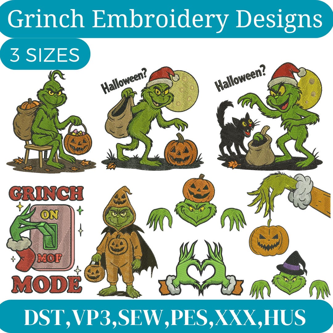 Grinch Halloween Embroidery Design: PES File (digital Download) - Etsy