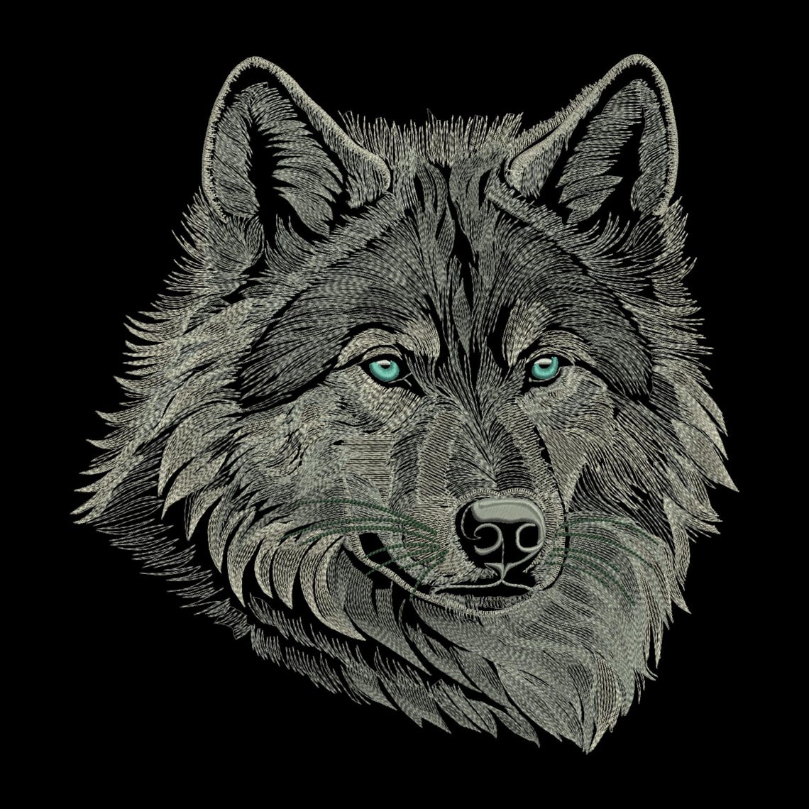 Wolf Embroidery Design, Mystic Wolf Head Embroidery, White Wolf Face ...