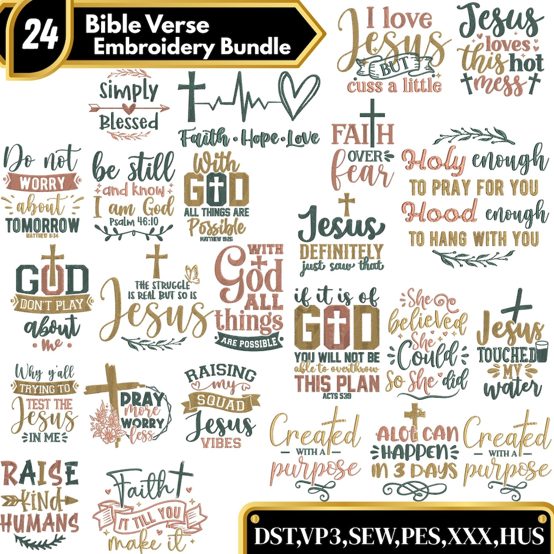 Bible Verses Embroidery Design, Scripture PES, Holy Bible Embroidery ...