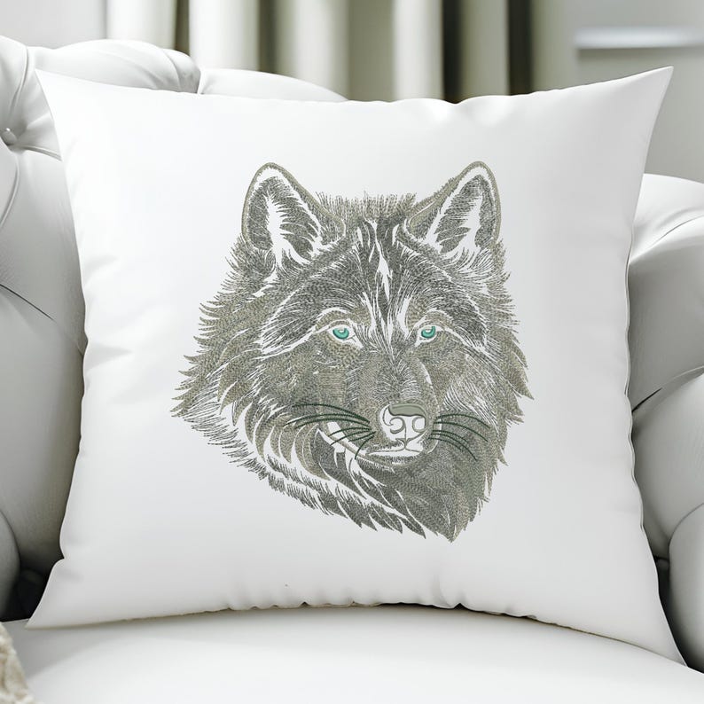 Wolf Embroidery Design, Mystic Wolf Head Embroidery, White Wolf Face ...