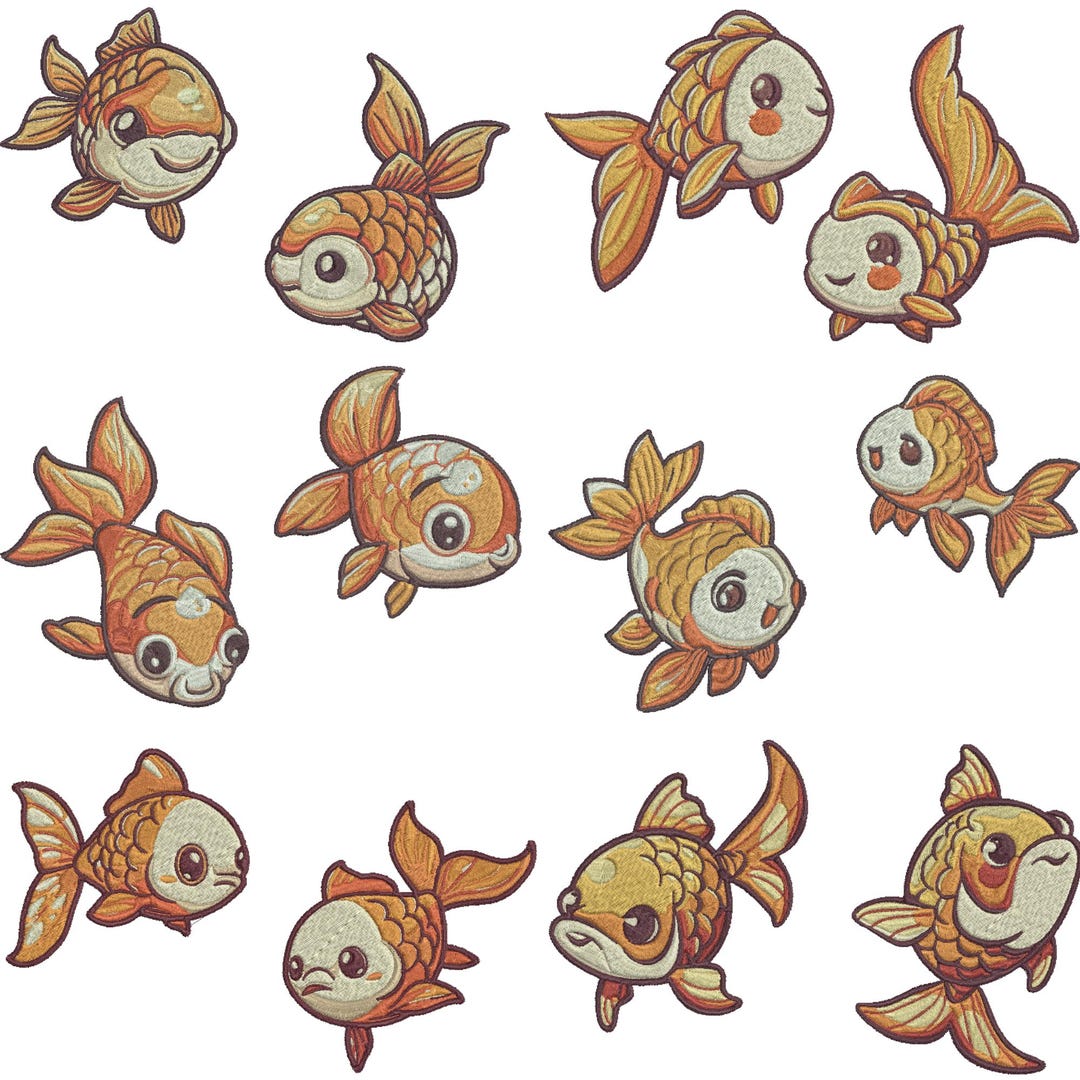 Cute Goldfish Machine Embroidery Design (digital Download) - Etsy