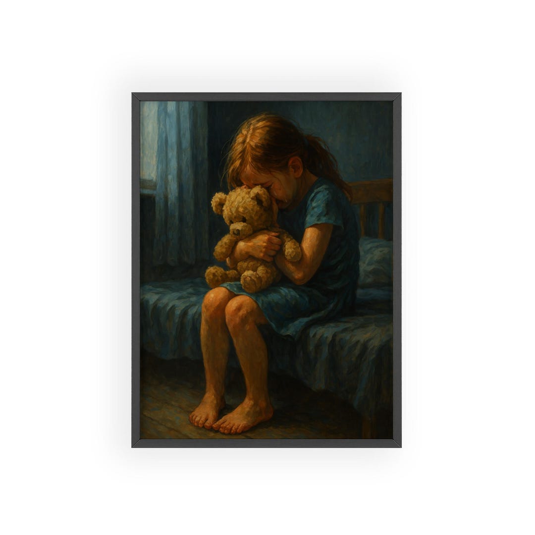 Emotional Art Print With Wooden Frame, Nostalgic Decor for Kids' Room ...