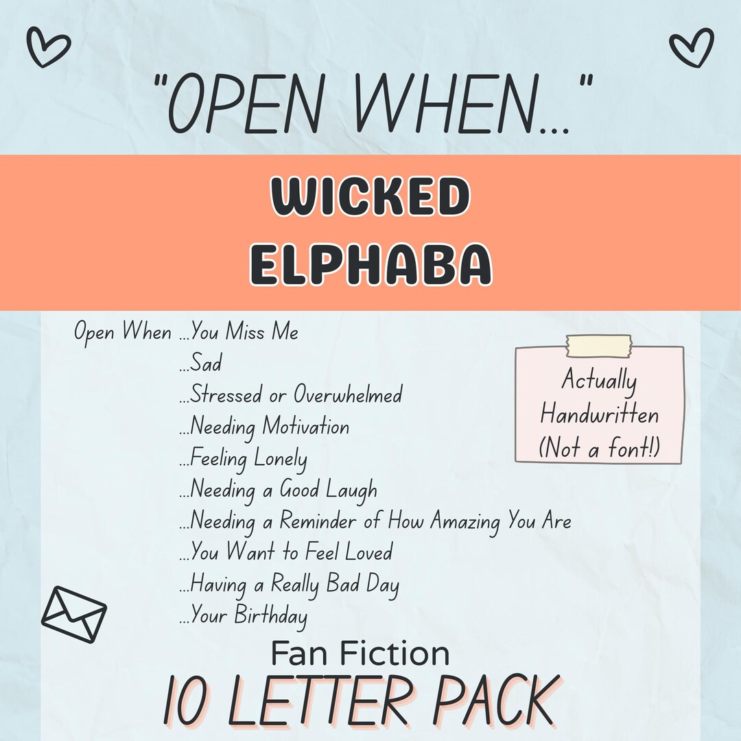 Wicked - Elphaba - Open When... 10 Letter Pack | Comfort Character Fan ...