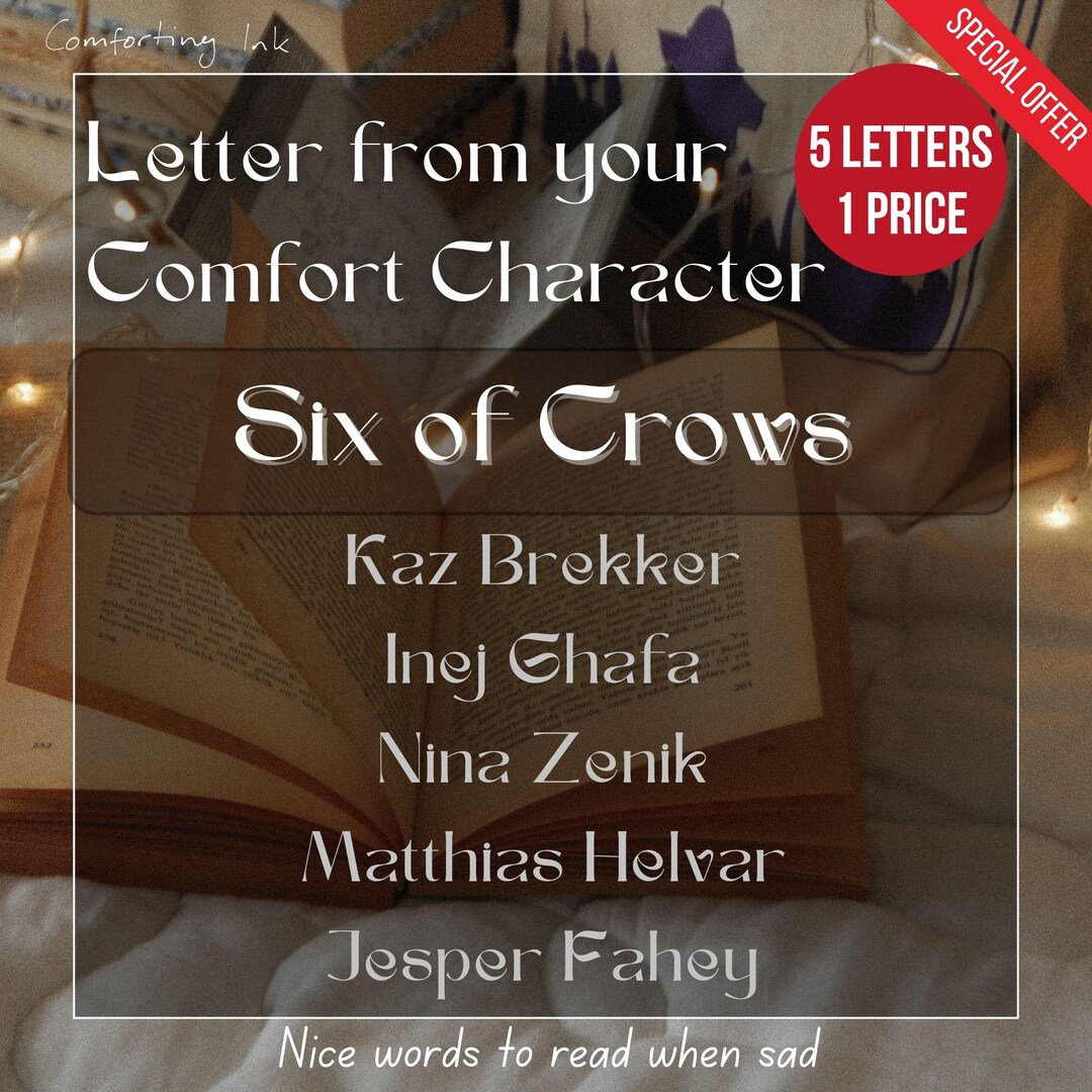 Comfort Character Letter Six of Crows | Kaz Brekker | Personalized Fan ...