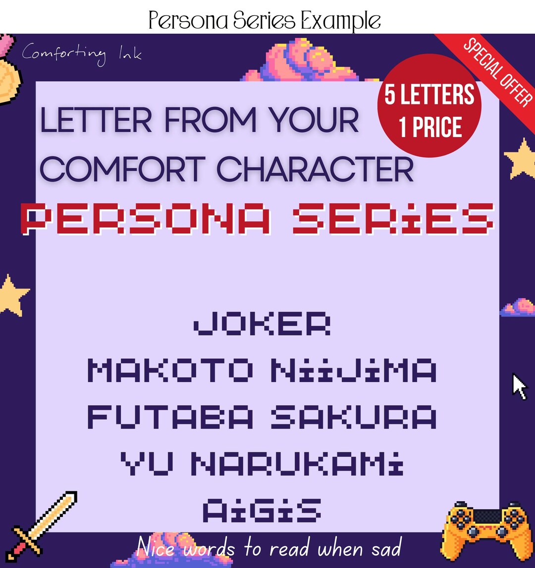 Comfort Character Letter Persona Series | Joker | Personalized Fan ...