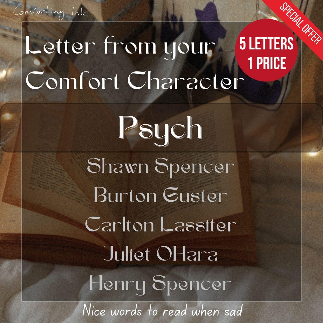 Comfort Character Letter Psych | Shawn Spencer | Fan Fiction | Digital ...