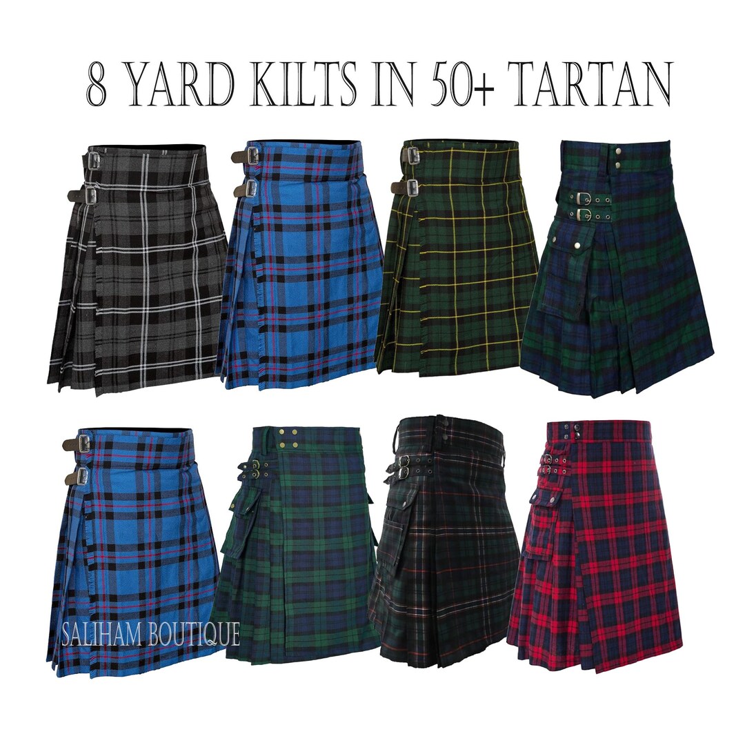 Premium Scottish 8 Yard Tartan Kilt for Men - Highlander Traditional ...