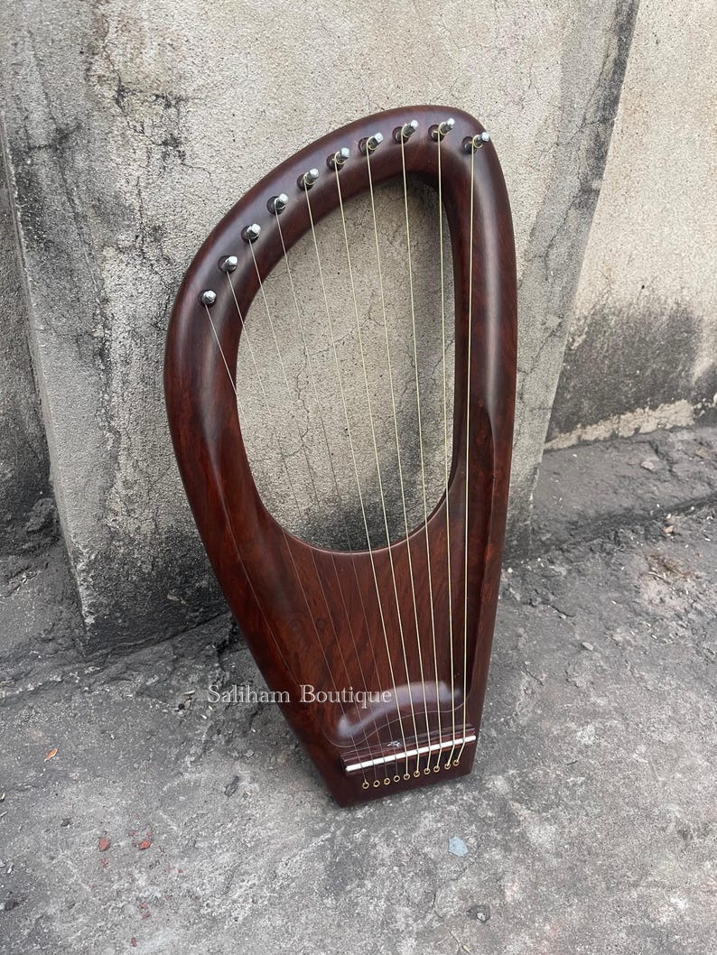 10 String Lyre Harp, Rosewood Pentatonic Lyre, Wooden Instrument With ...