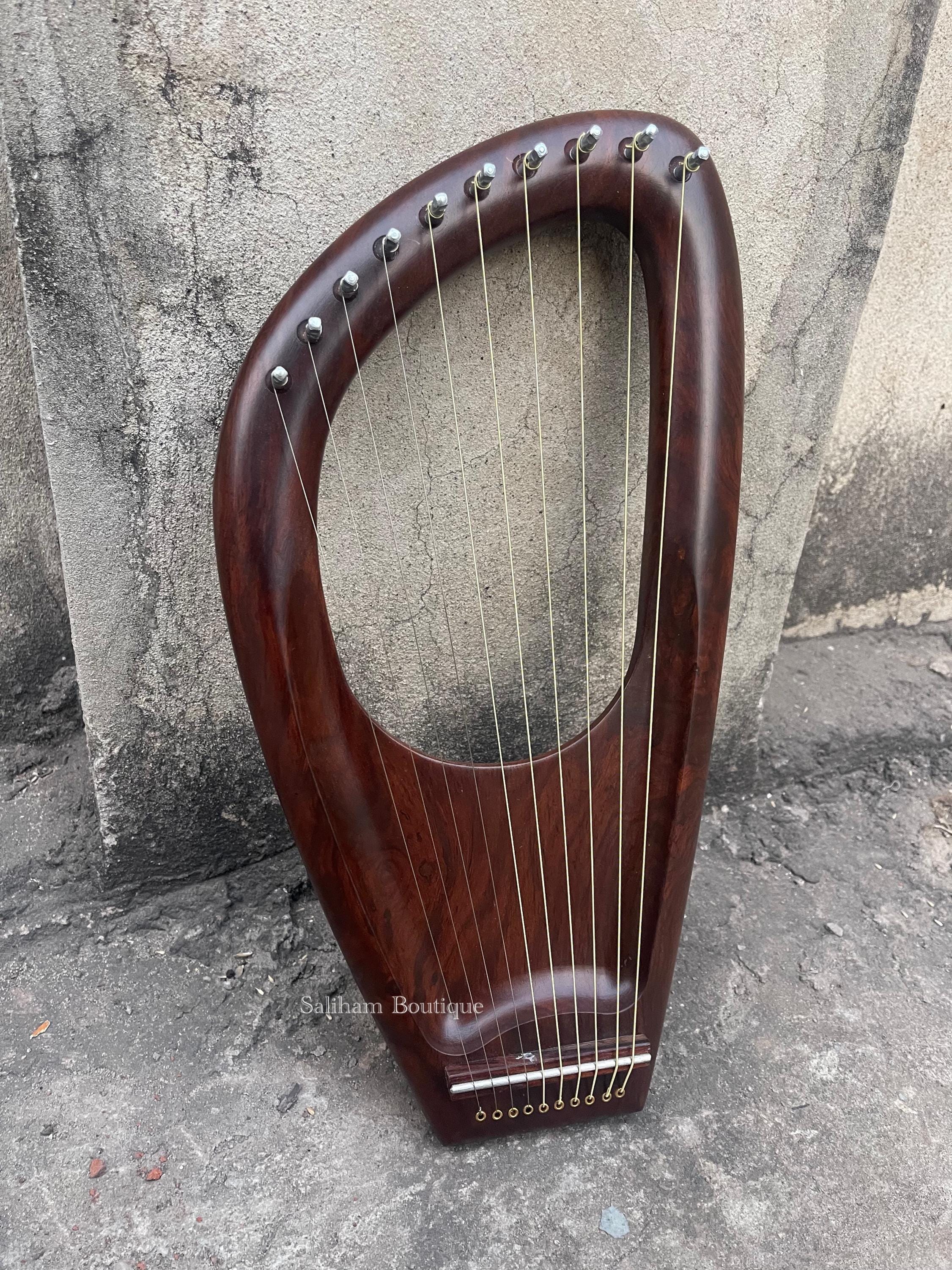 10 String Lyre Harp, Rosewood Pentatonic Lyre, Wooden Instrument With ...