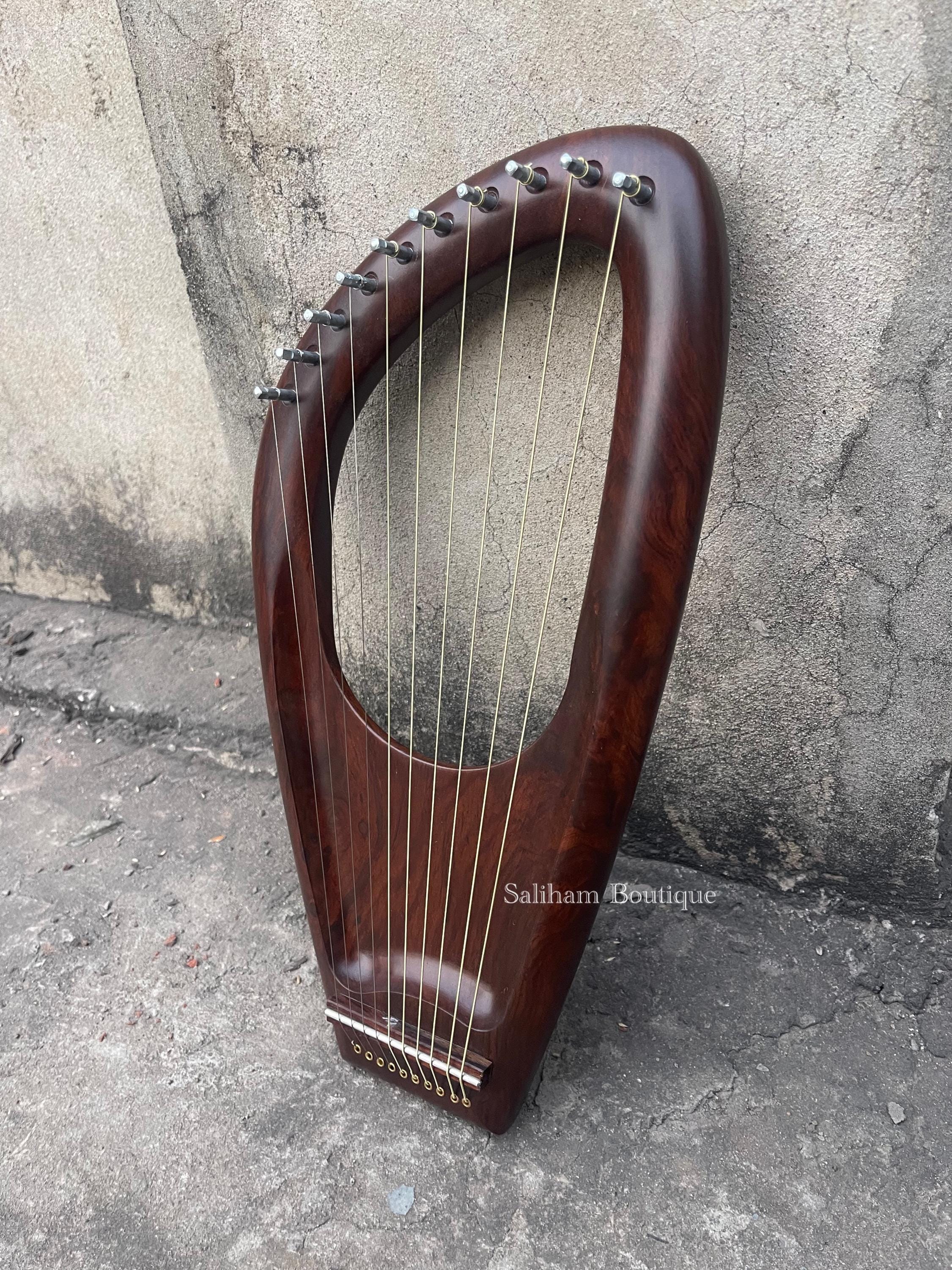 10 String Lyre Harp, Rosewood Pentatonic Lyre, Wooden Instrument With ...